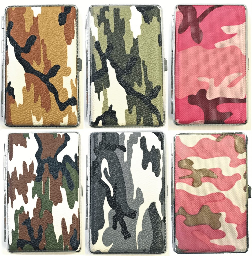 3102L20C Camouflage Design Silver Frame Leather Wrapped Holds 20 ...